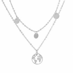 Jewelry | World Map Necklace Silver Layered Dual Long | Poshmark